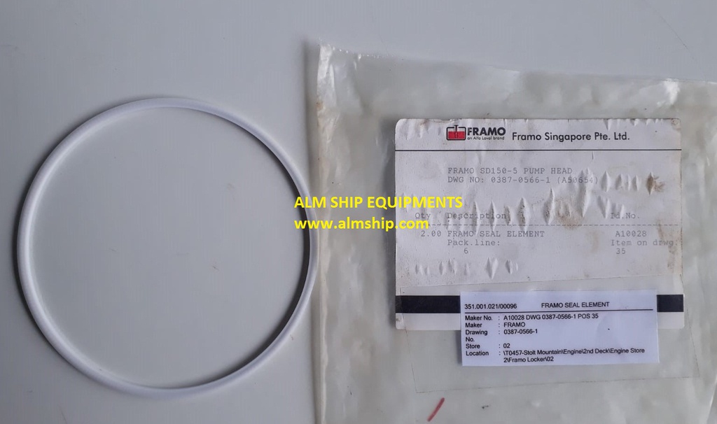 SEAL ELEMENT ID A10028 FOR FRAMO SD125/SD150 | ALM SHIP EQUIPMENTS